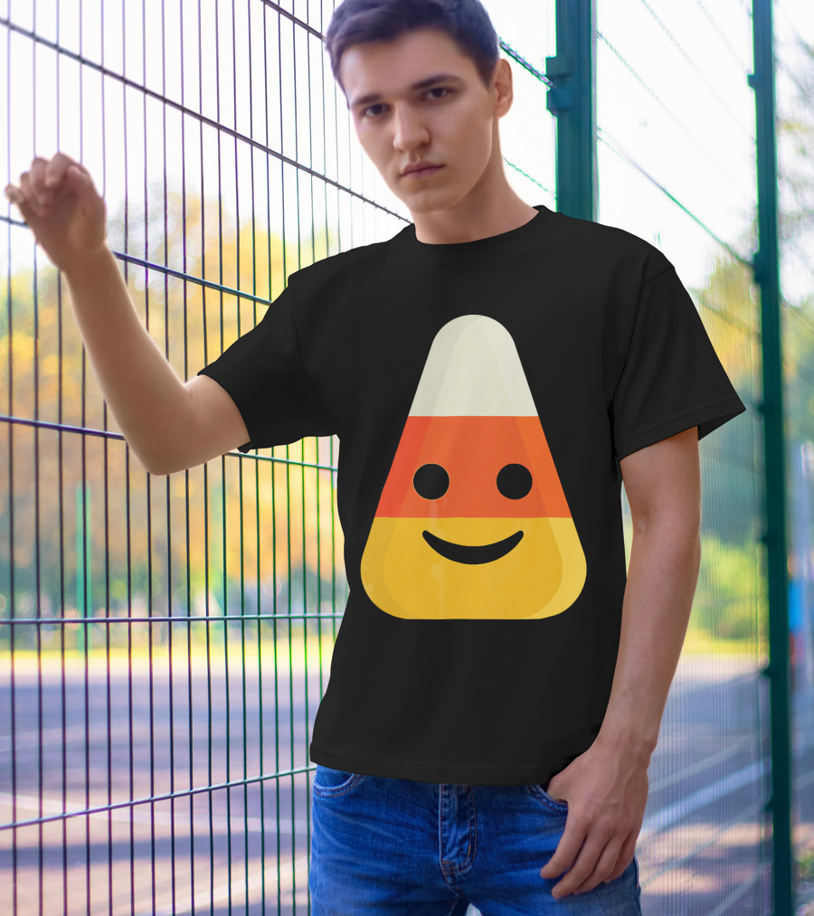 Candy Corn Smiling Emoji Face T-Shirt
