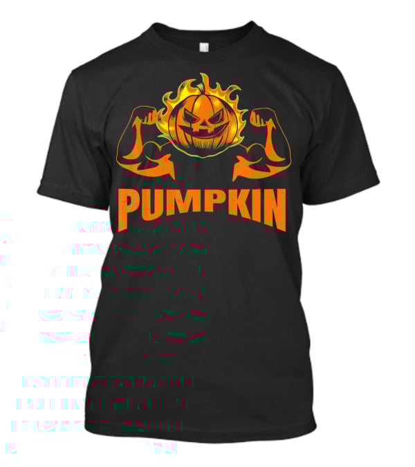 Bodybuilder Pumpkin Halloween Costume Muscles Jack-O'-Lantern T-Shirt