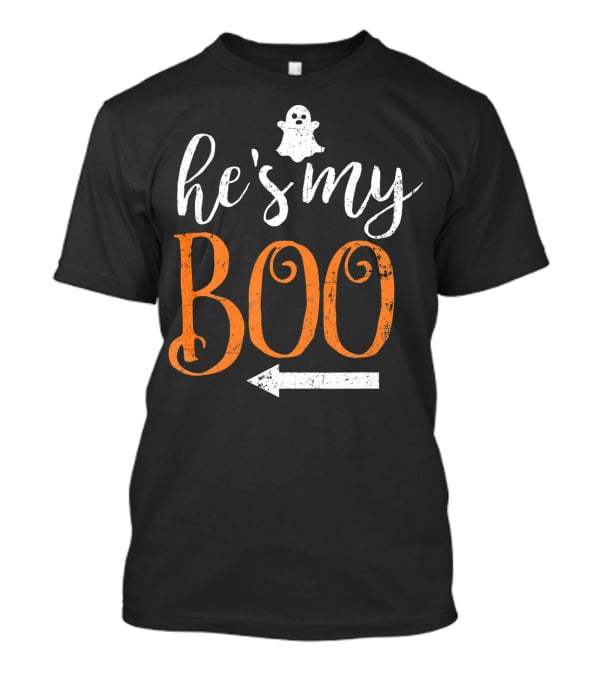 He's My Boo Halloween Ghost Matching Couple Arrow T-Shirt