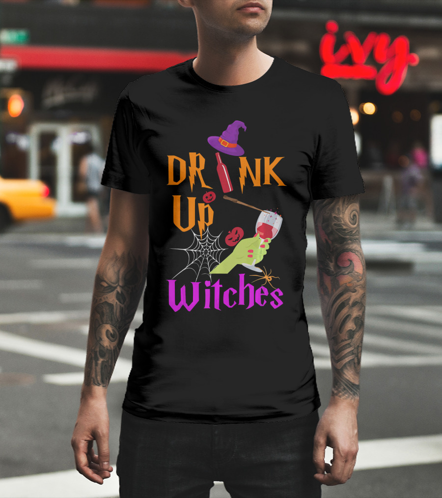 Drink Up Witches Halloween Costume Wine Dark Vibe T-Shirt