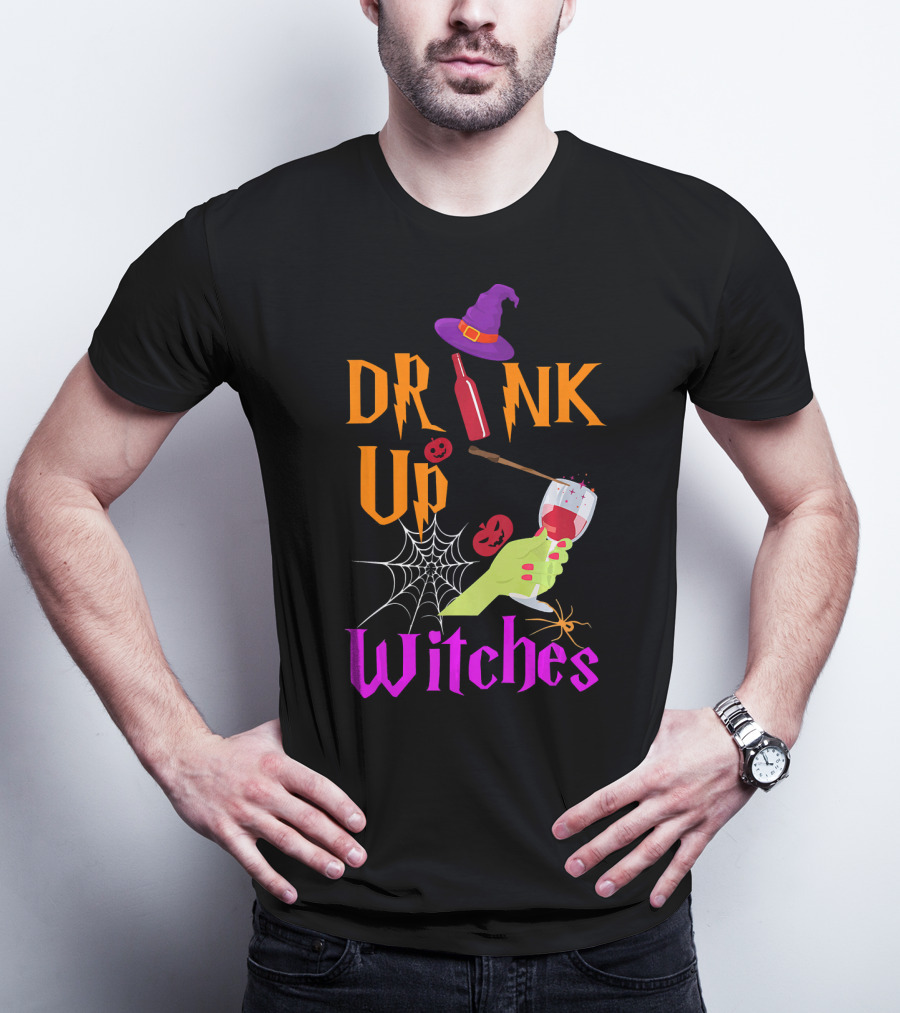 Drink Up Witches Halloween Costume Wine Dark Vibe T-Shirt