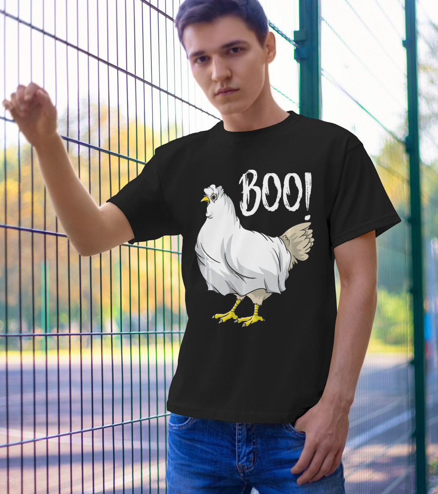 Chicken Ghost Boo Funny Farmer Halloween Chicken T-Shirt