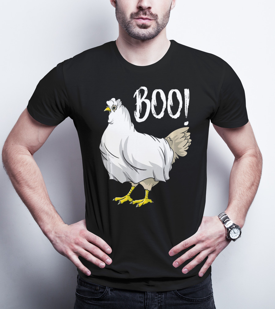 Chicken Ghost Boo Funny Farmer Halloween Chicken T-Shirt