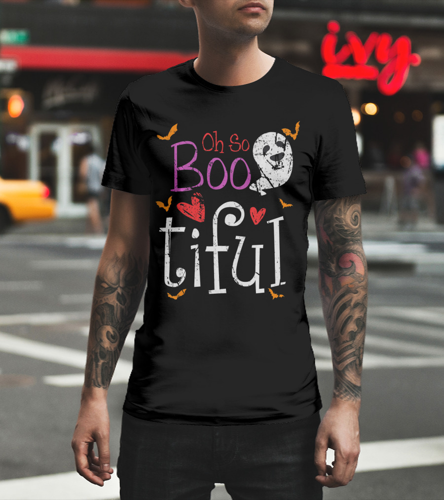 Oh So Boo Tiful Ghost Hearts And Bats T-Shirt