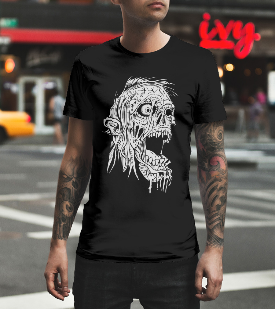 Zombie Halloween Horror Costume Top Creepy Skull T-Shirt