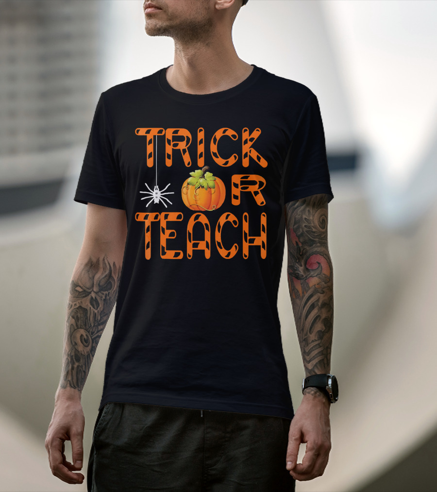 Halloween Trick Or Teach Pumpkin And Spider T-Shirt