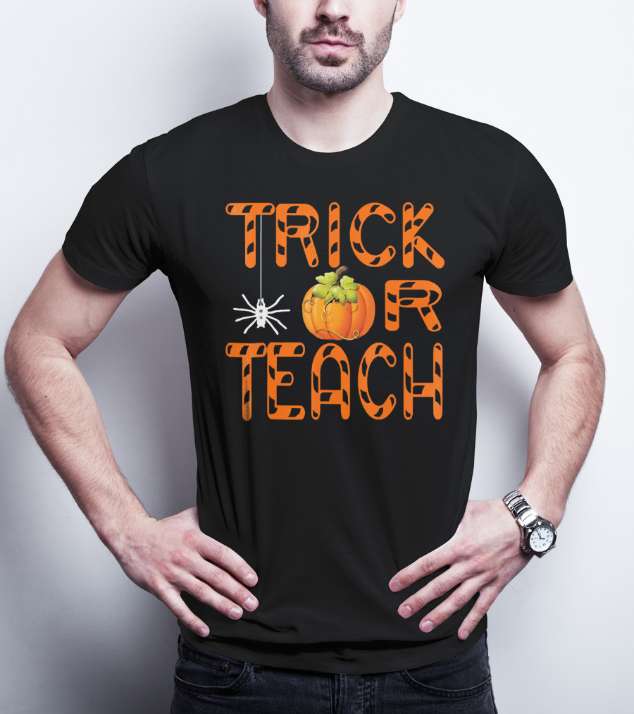 Halloween Trick Or Teach Pumpkin And Spider T-Shirt