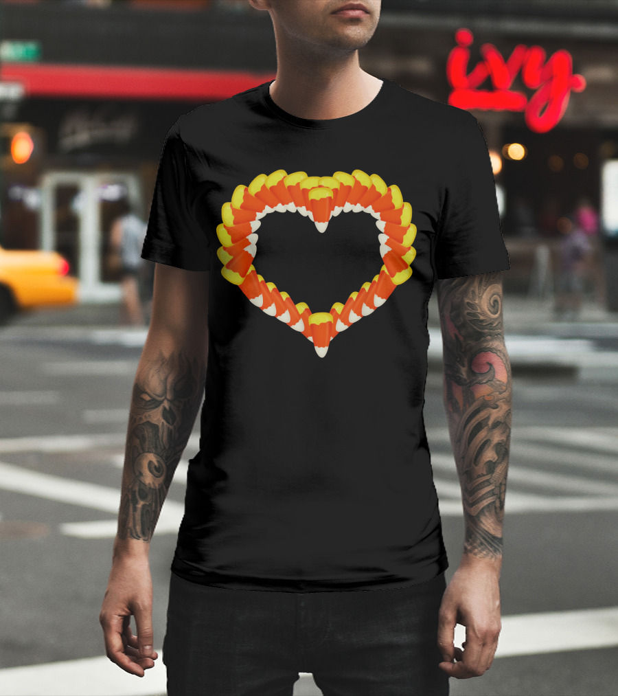 Heart Of Halloween Candy Corn Trick Or Treat T-Shirt