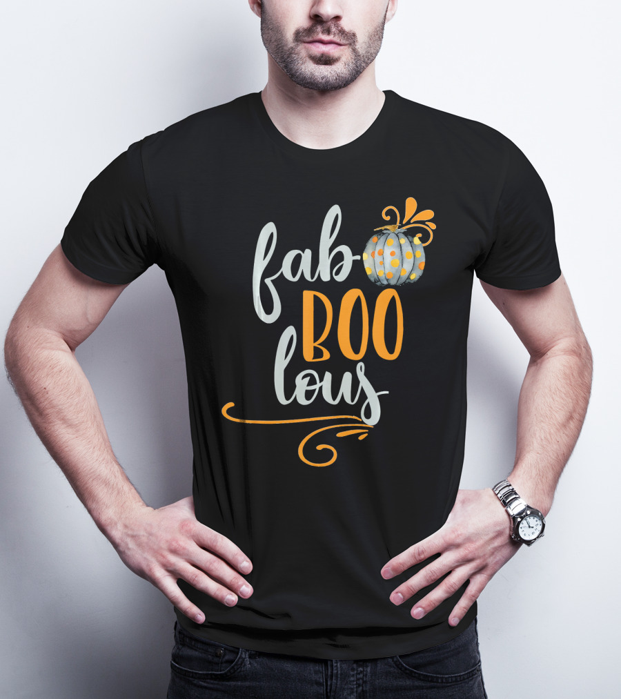 Fab BOO Lous Halloween Gray And Orange Pumpkin T-Shirt