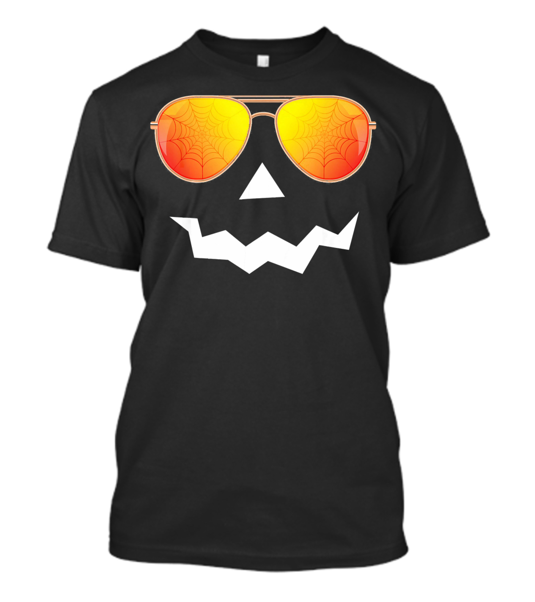 Halloween Jack O Lantern With Sunglasses And Spider Web Reflection T-Shirt