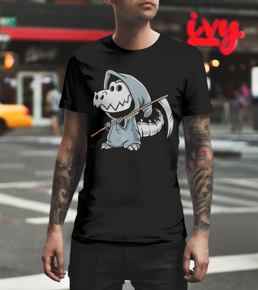 T Rex Skeleton Dino Grim Reaper Dinosaur Hoodie Scythe T-Shirt