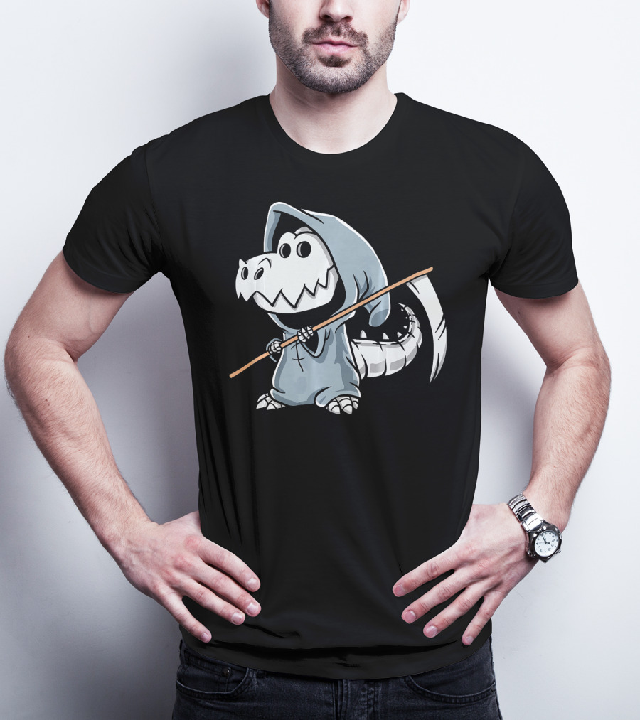 T Rex Skeleton Dino Grim Reaper Dinosaur Hoodie Scythe T-Shirt