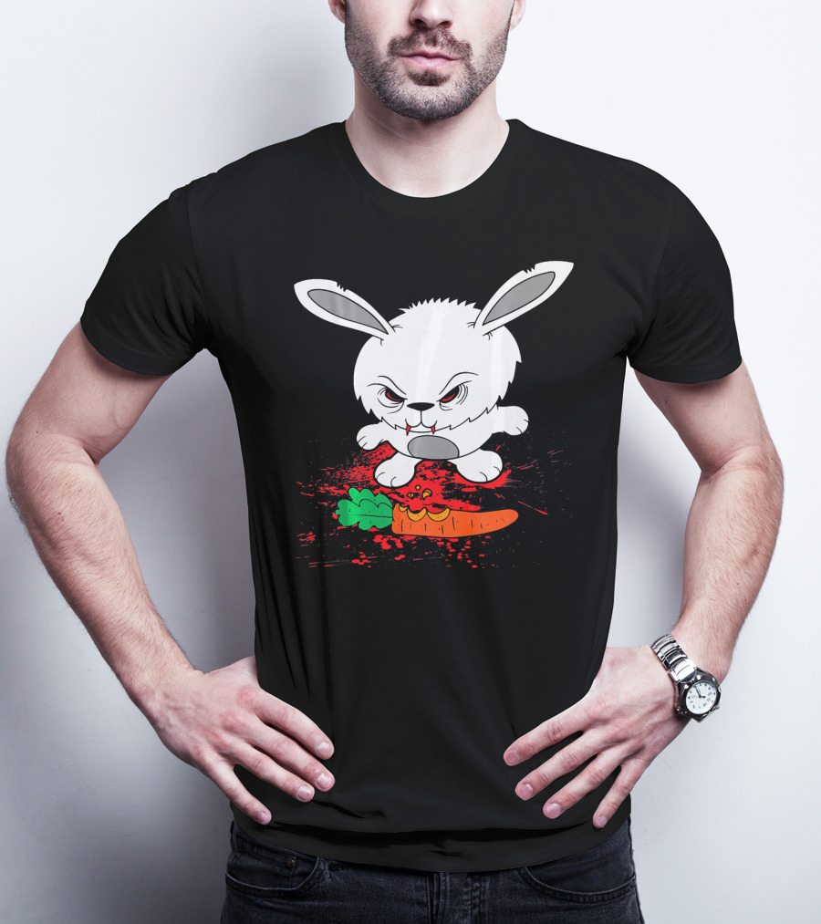 Funny Halloween Scary Zombie Rabbit Bunny With Carrot T-Shirt