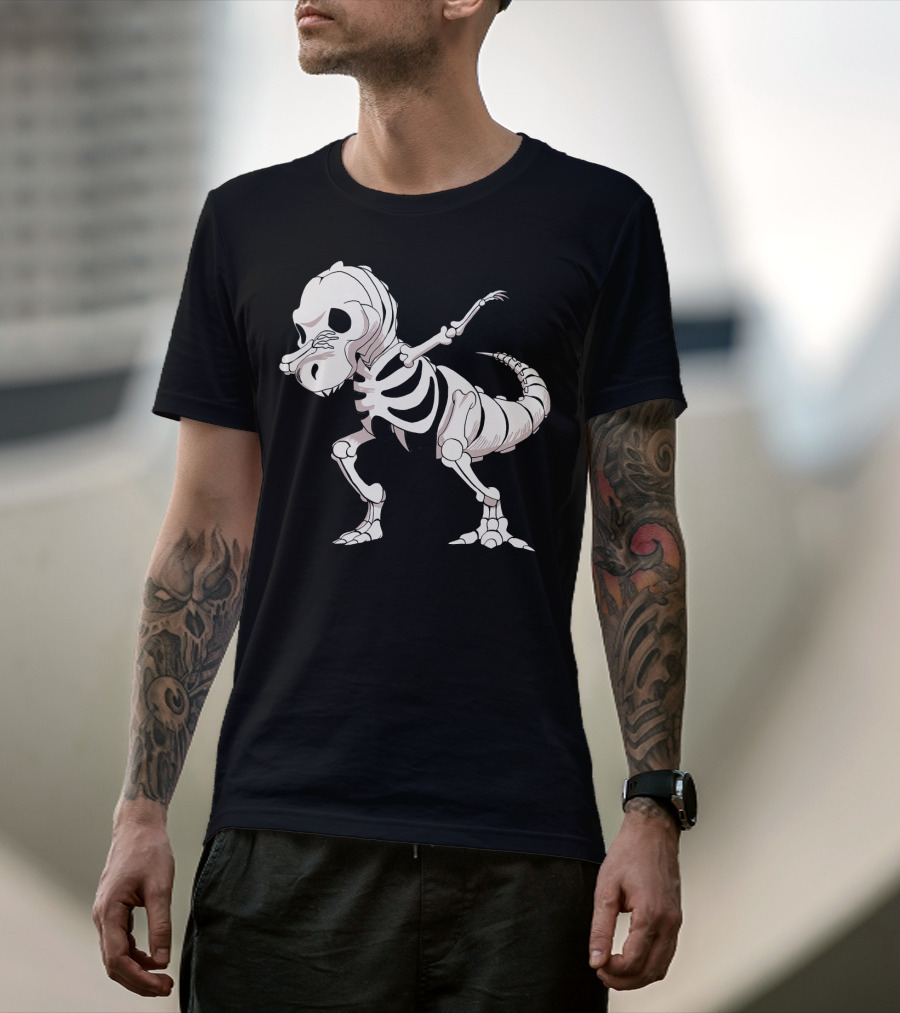 Funny Dabbing Dinosaur Skeleton T-Shirt