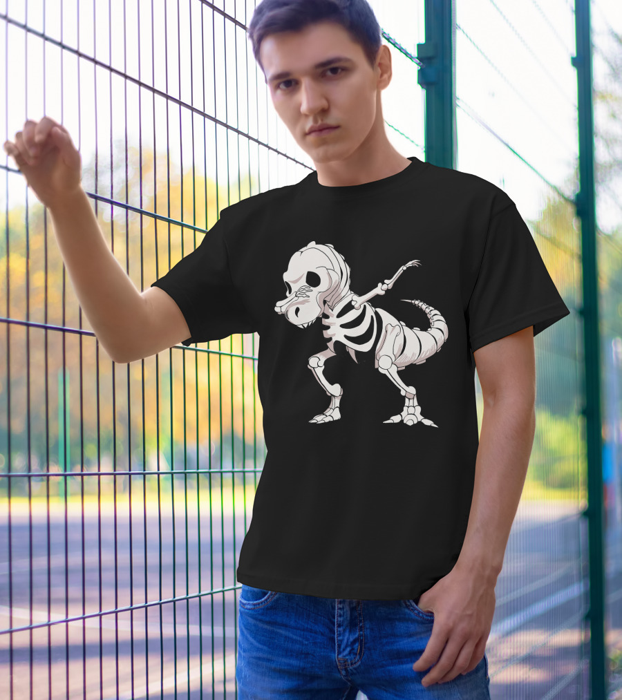 Funny Dabbing Dinosaur Skeleton T-Shirt