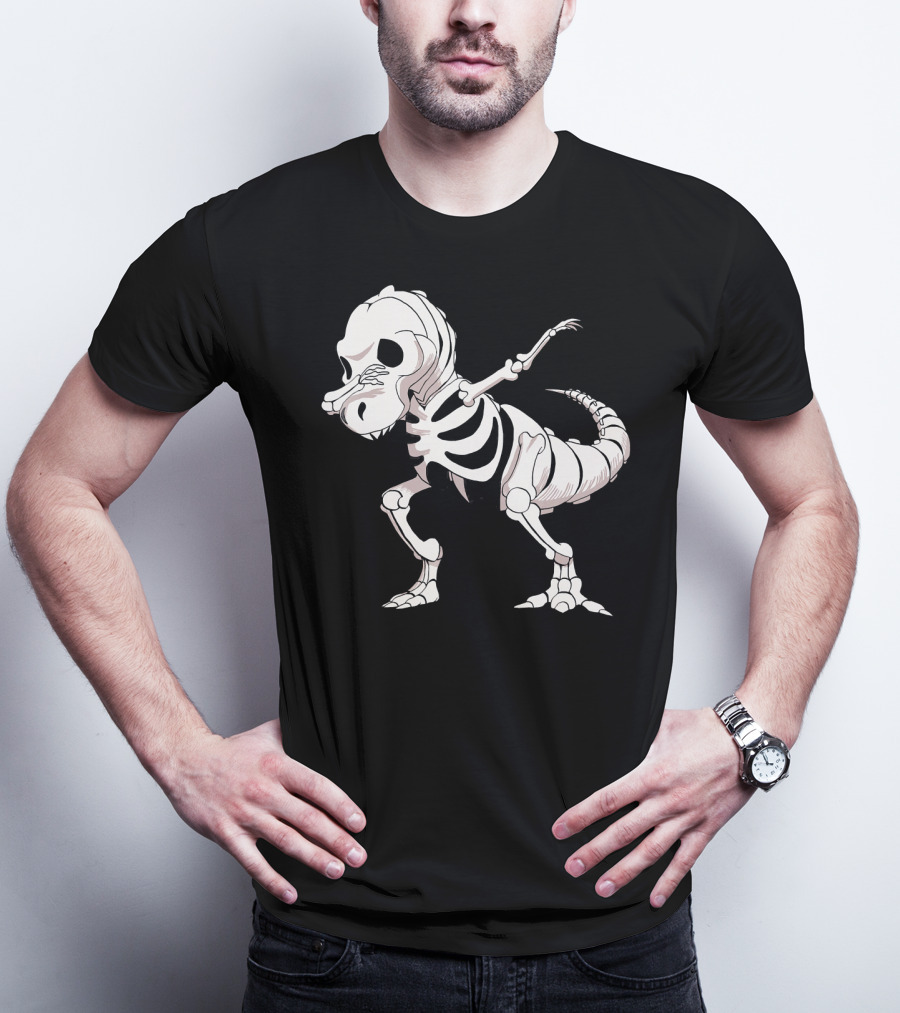 Funny Dabbing Dinosaur Skeleton T-Shirt