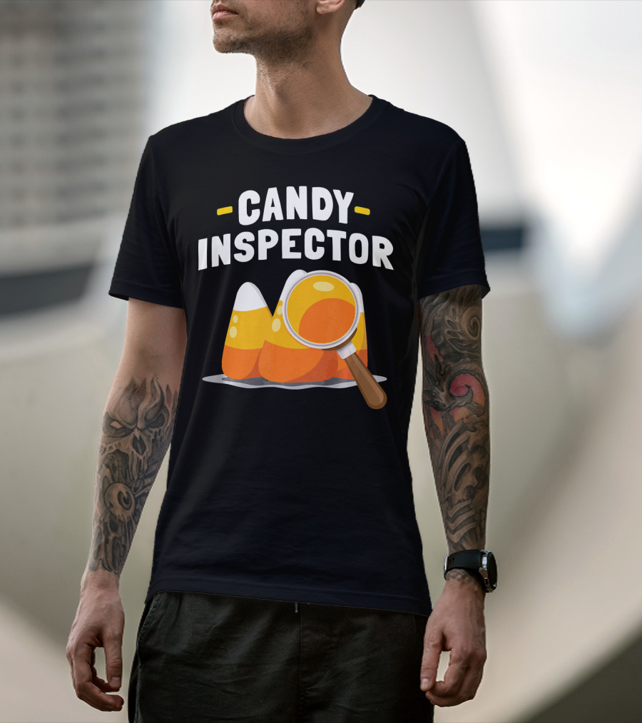 Candy Inspector Halloween Trick Or Treating Candy Corn T-Shirt