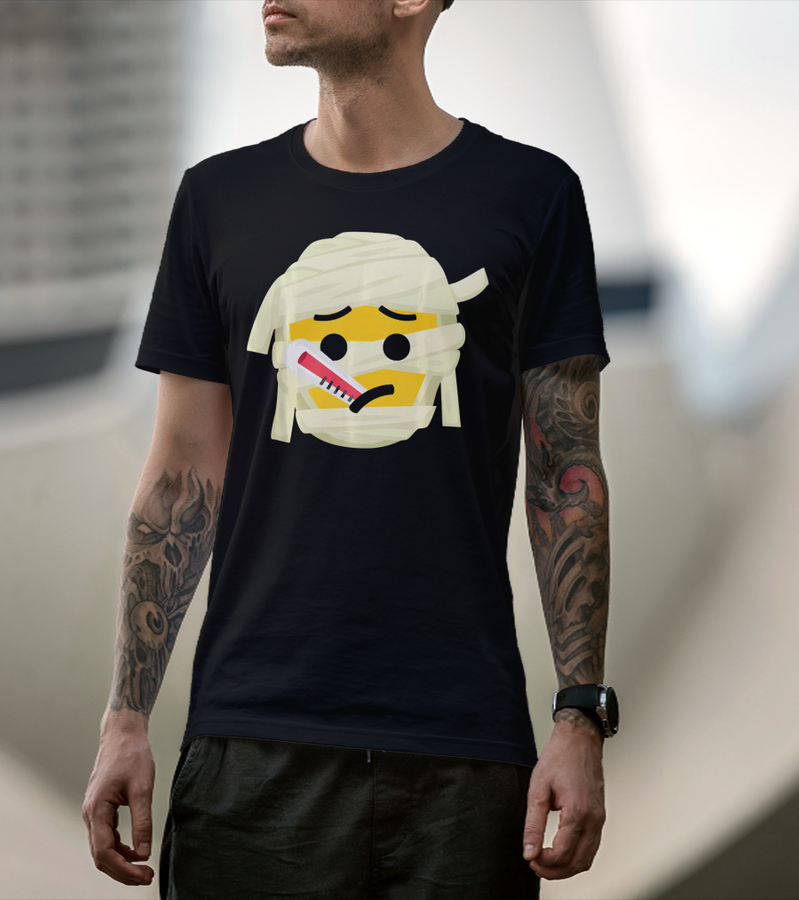 Mummy Emoji Feeling Sick With Thermometer Fever Face T-Shirt