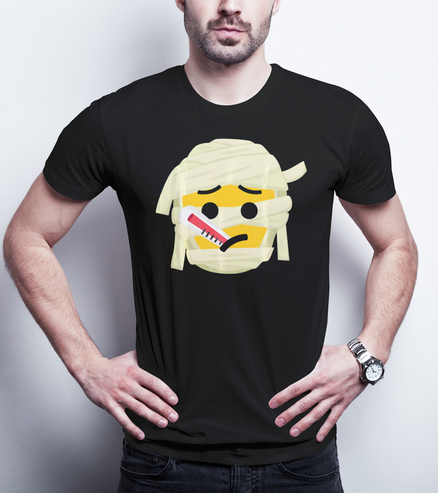 Mummy Emoji Feeling Sick With Thermometer Fever Face T-Shirt