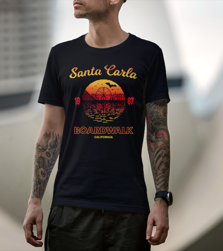 Santa Carla Boardwalk California 1987 Horror Ferris Wheel Sunset T-Shirt
