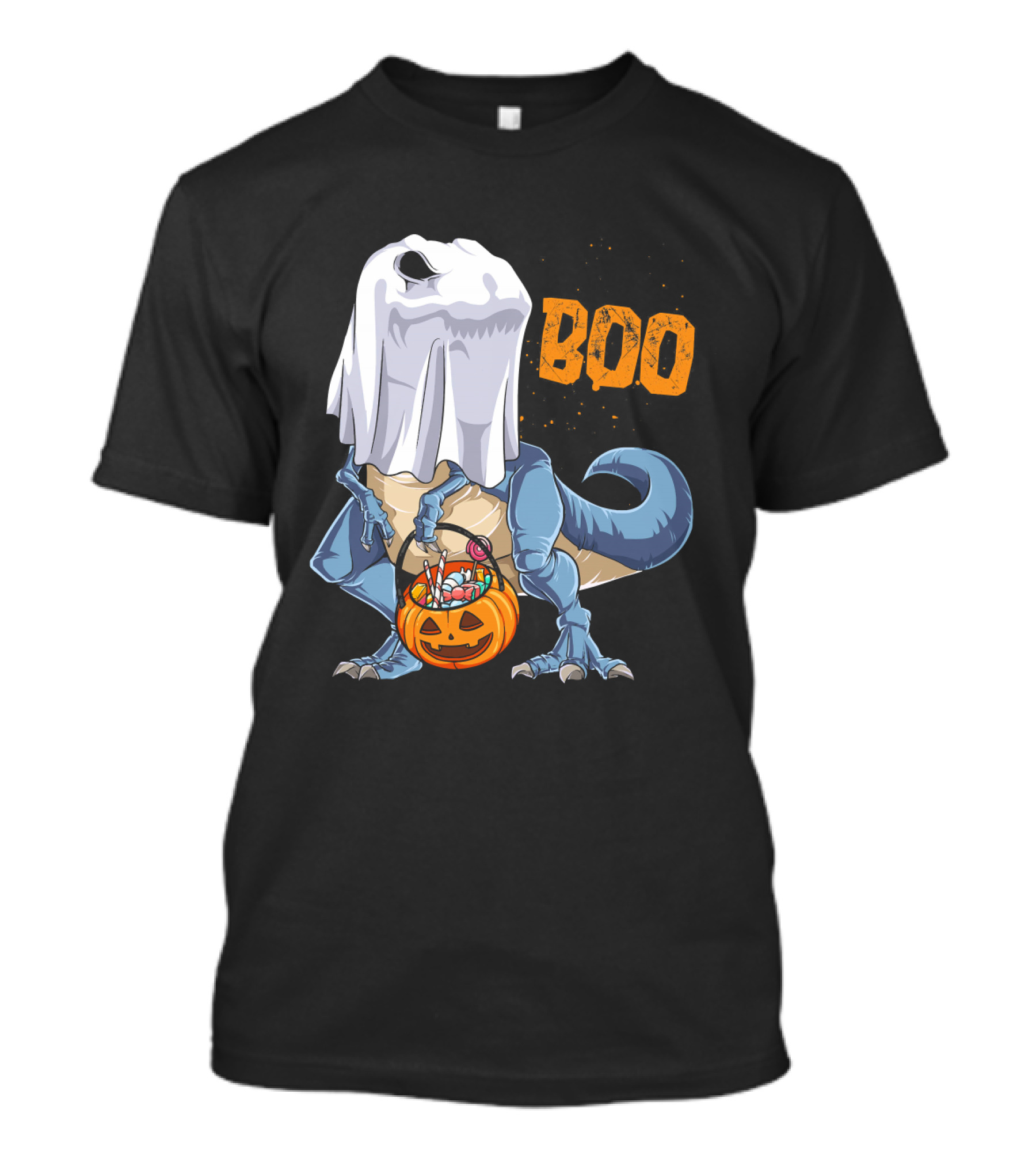Ghost Dinosaur Rex Boo Halloween Candy Pumpkin T-Shirt