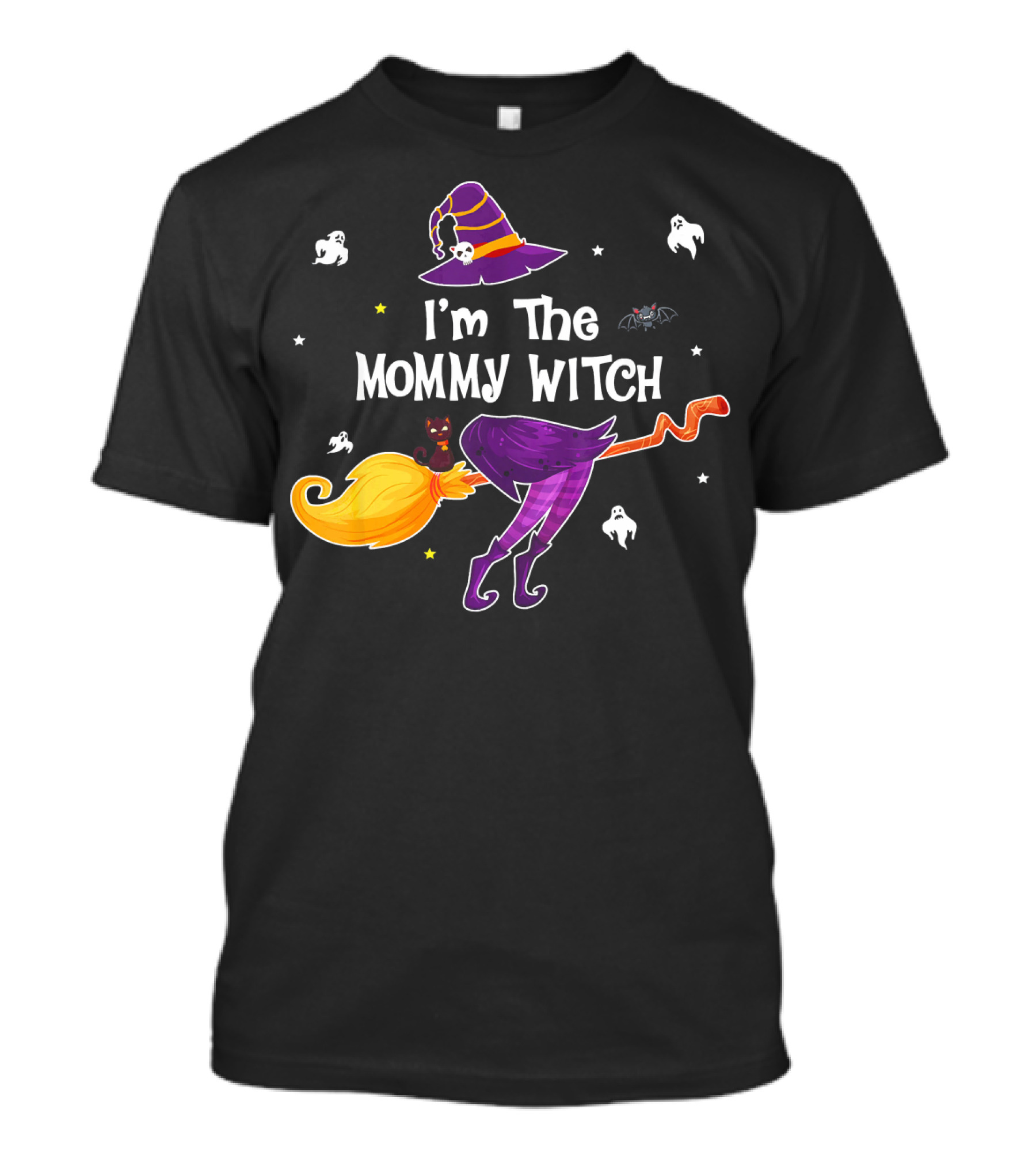 I'm The Mommy Witch With Purple Hat And Ghosts Halloween T-Shirt