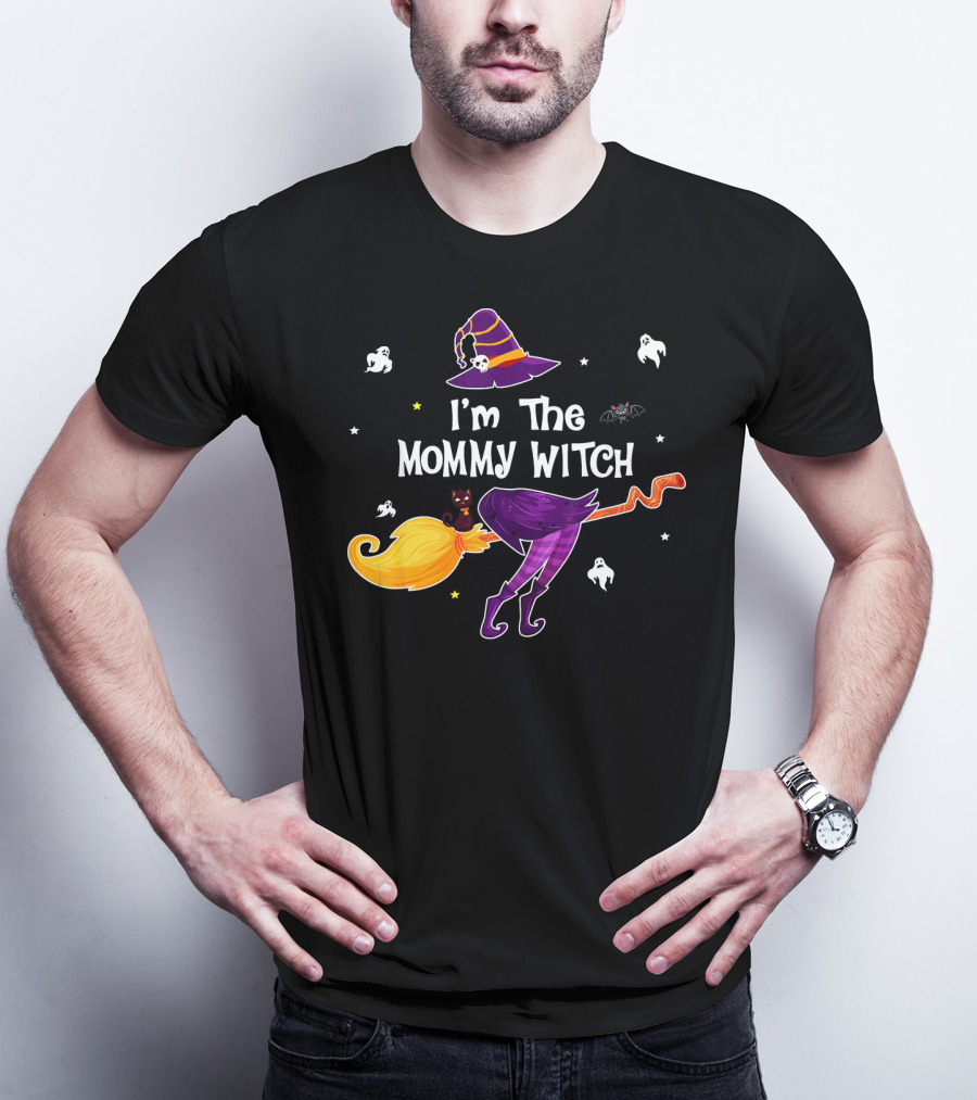 I'm The Mommy Witch With Purple Hat And Ghosts Halloween T-Shirt