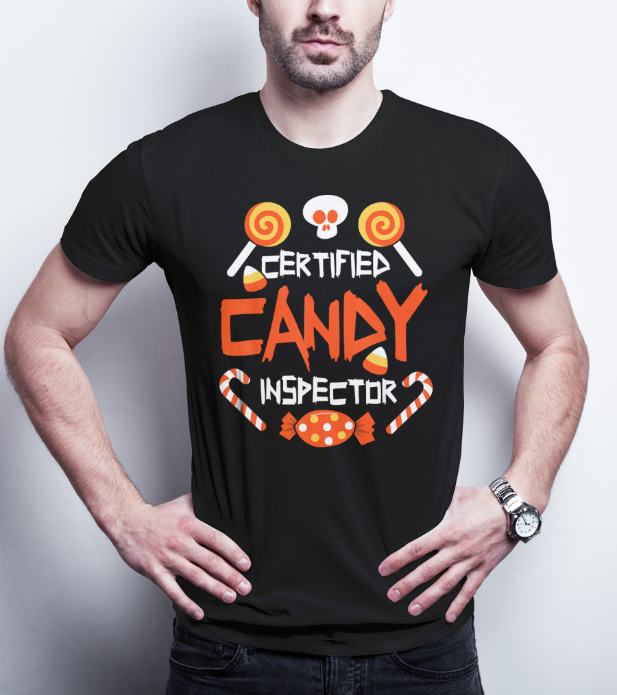 Certified Candy Inspector Halloween Sweets And Skull T-Shirt