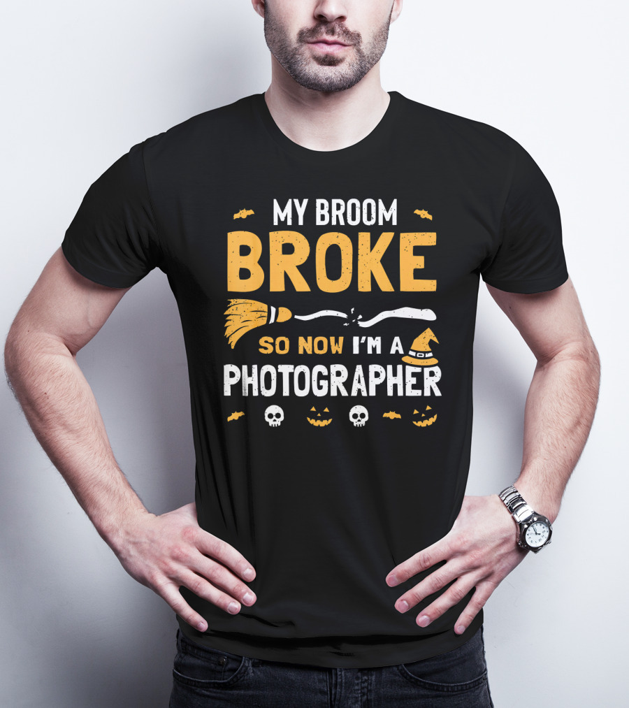 My Broom Broke So Now I'm A Photographer Halloween Costume T-Shirt