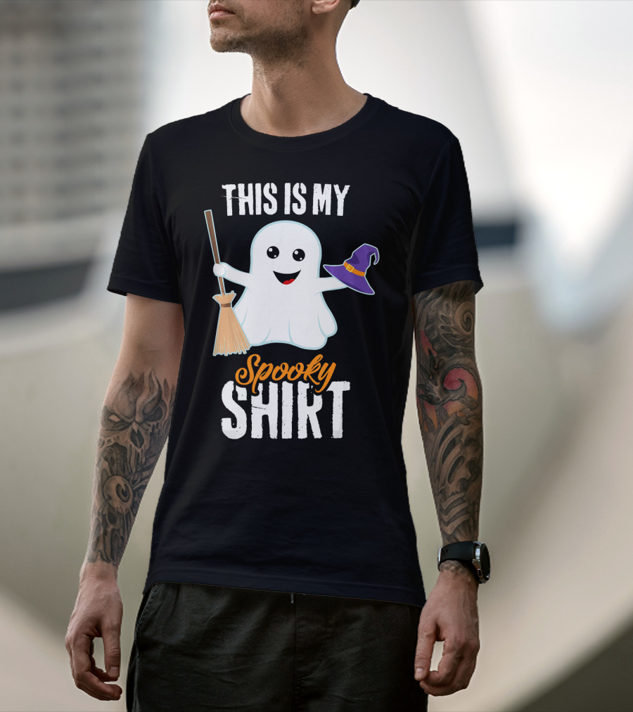 This Is My Spooky Ghost With Witch Hat And Broom T-Shirt