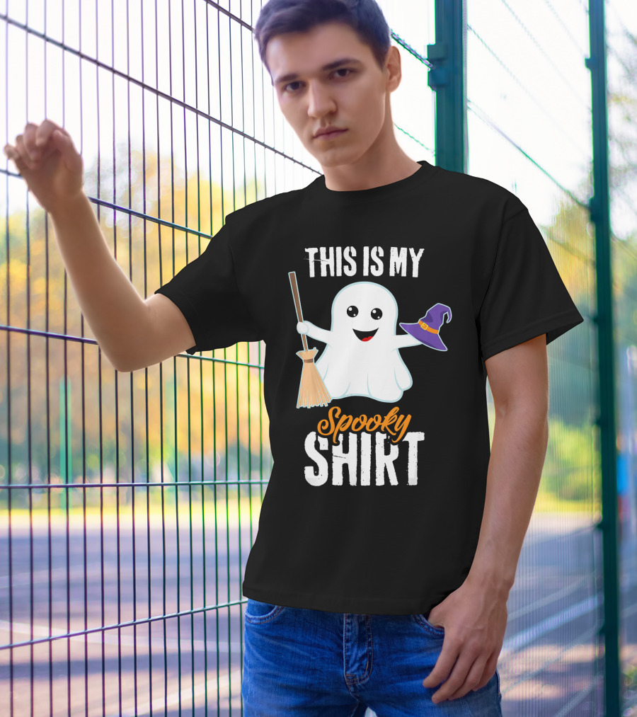 This Is My Spooky Ghost With Witch Hat And Broom T-Shirt