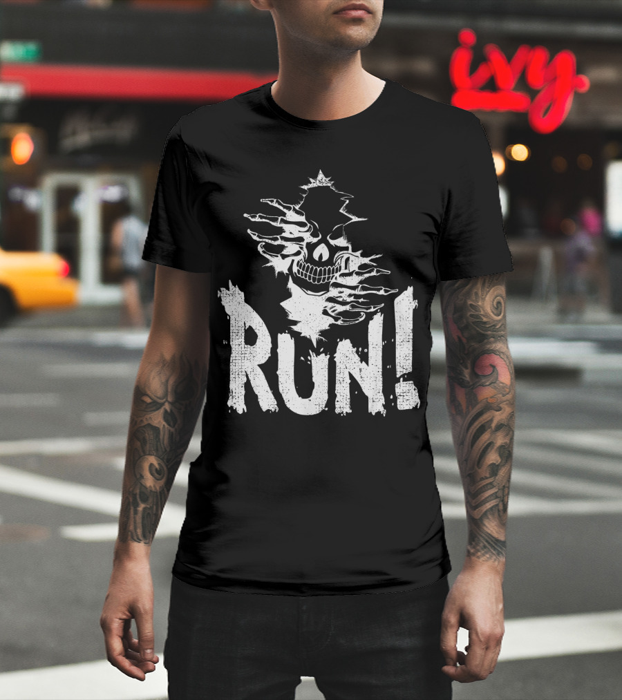 RUN Wicked Halloween Skeleton Skull Evil T-Shirt