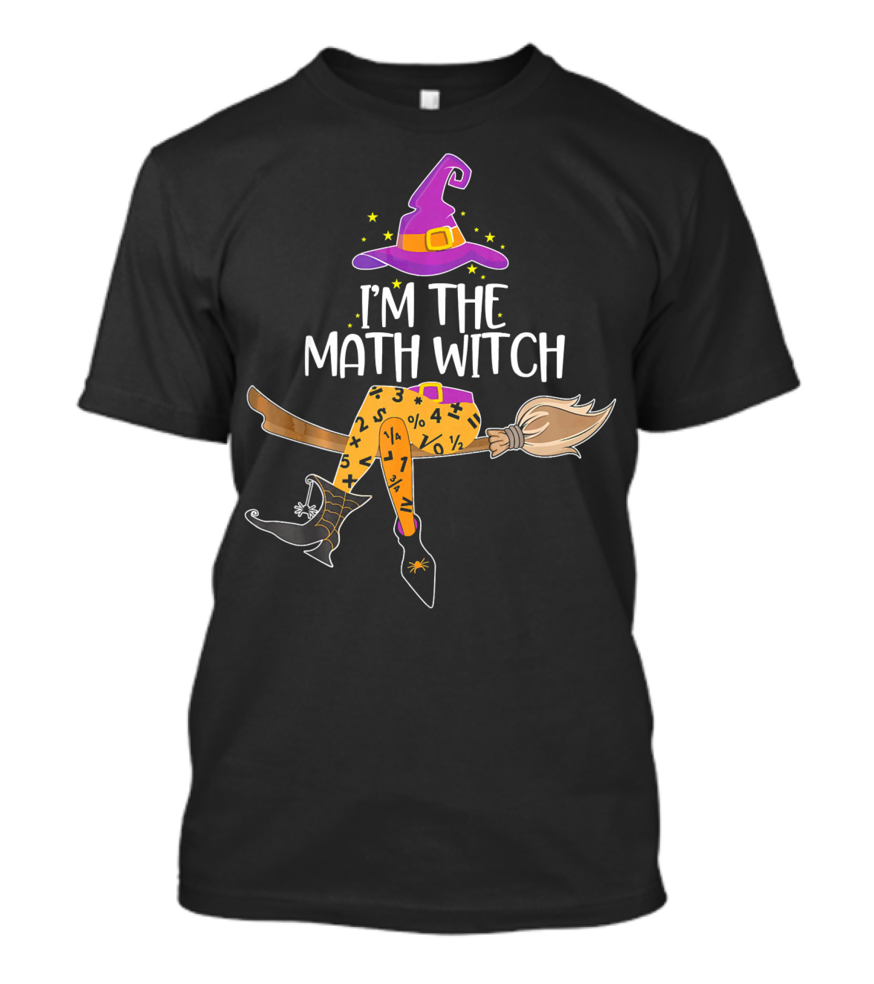 I'm The Math Witch Halloween Wizardry Broomstick Stars T-Shirt