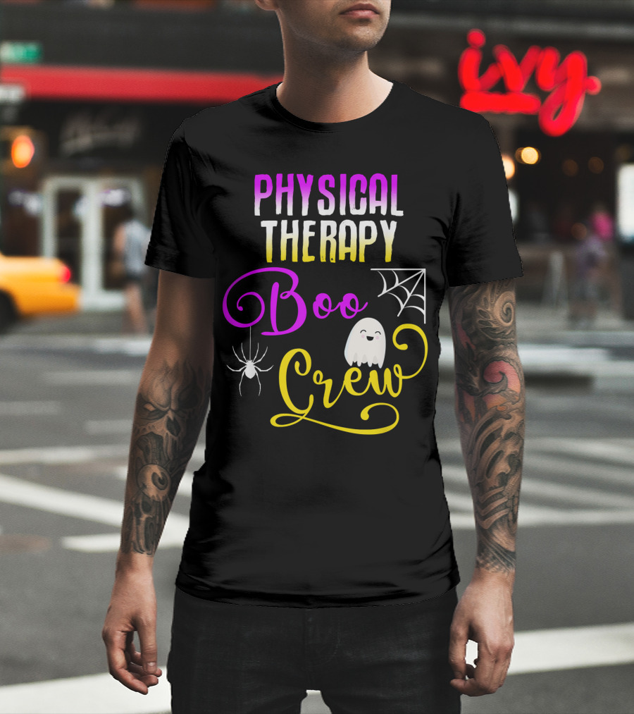 Physical Therapy Boo Crew Halloween Ghost Spider Web T-Shirt