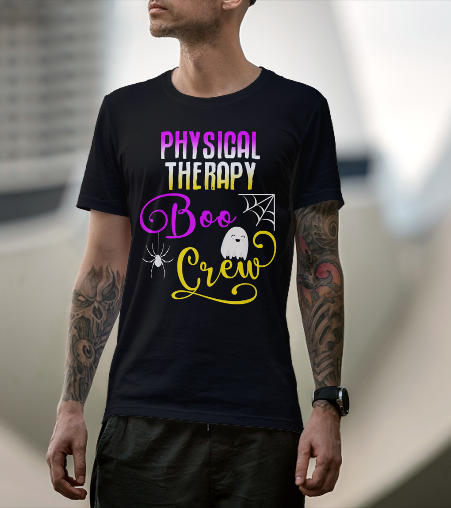 Physical Therapy Boo Crew Halloween Ghost Spider Web T-Shirt