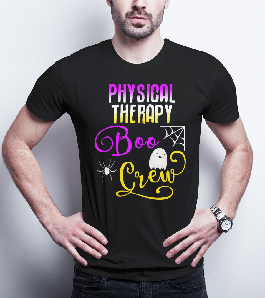 Physical Therapy Boo Crew Halloween Ghost Spider Web T-Shirt