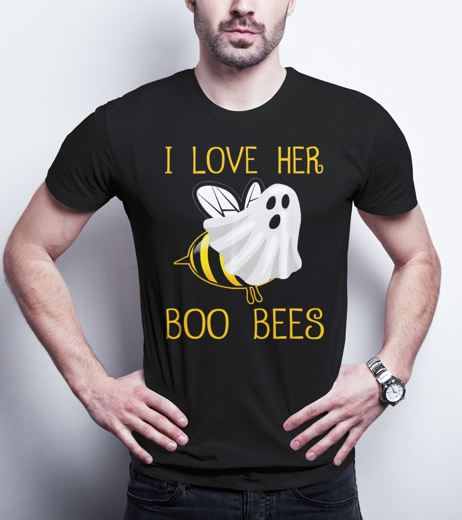 I Love Her Boo Bees Halloween Couple T-Shirt