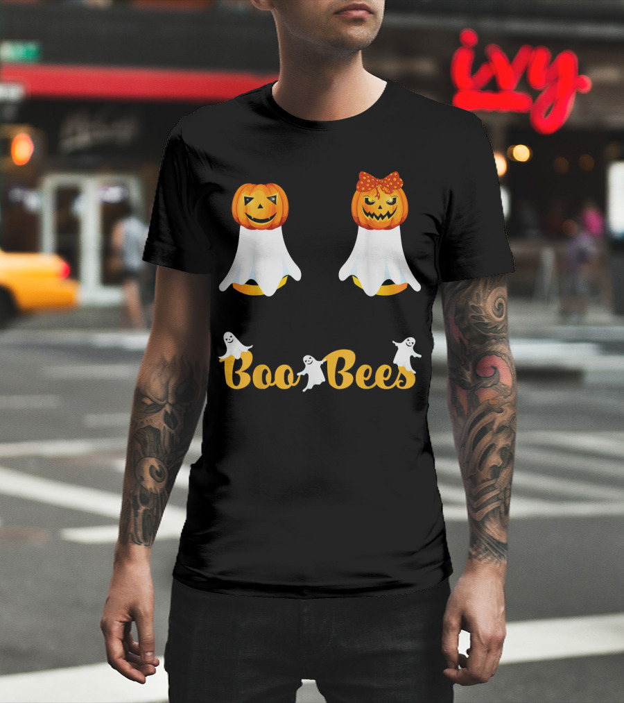Boo Bees Couples Halloween Costume With Pumpkin Ghosts Scary T-Shirt