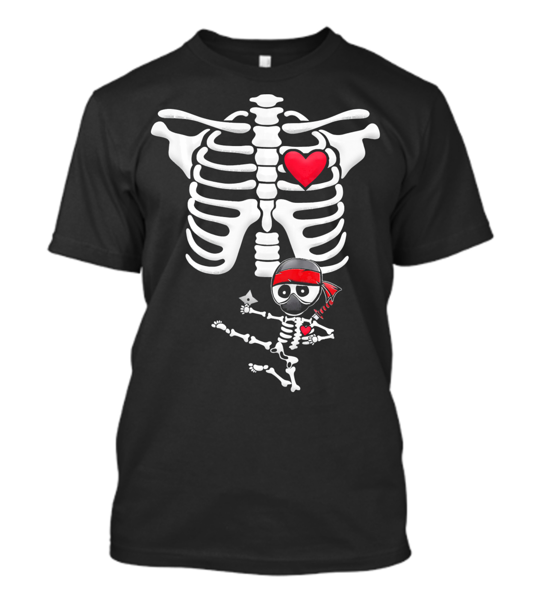 Ninja Baby Skelly With Heart And Red Bandana T-Shirt