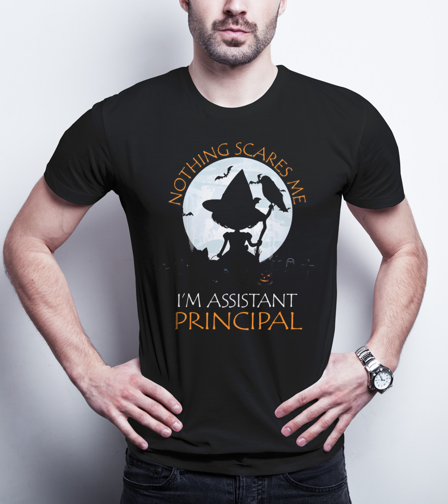 Nothing Scares Me I'm Assistant Principal Witch Moon Ravens T-Shirt