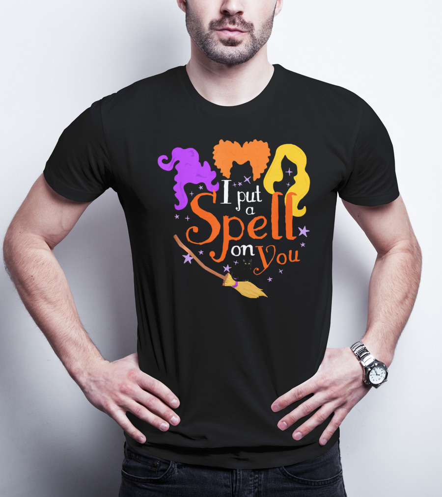 I Put A Spell On You Witch Sisters Magical Broom Hair Trio T-Shirt