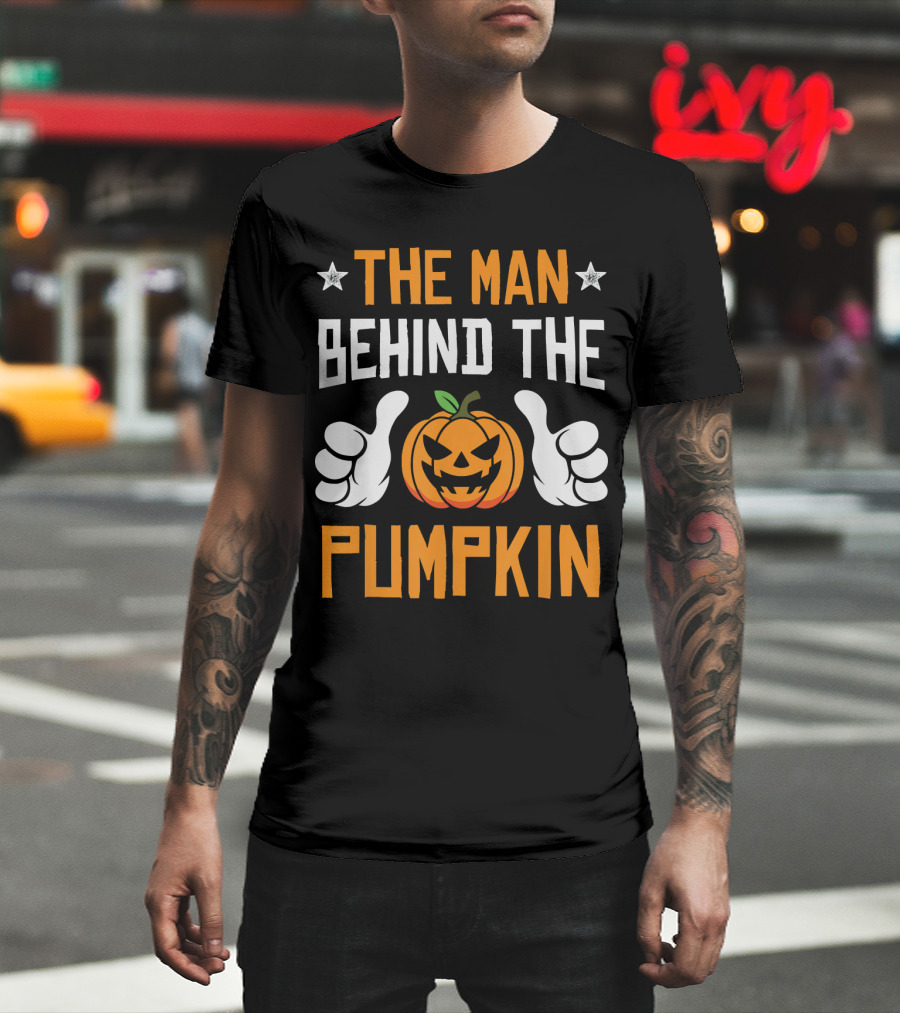 The Man Behind The Pumpkin Halloween Funny Mens T-Shirt