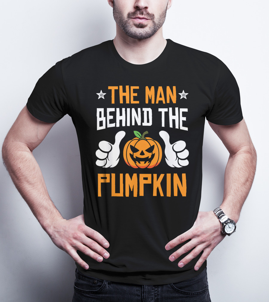 The Man Behind The Pumpkin Halloween Funny Mens T-Shirt