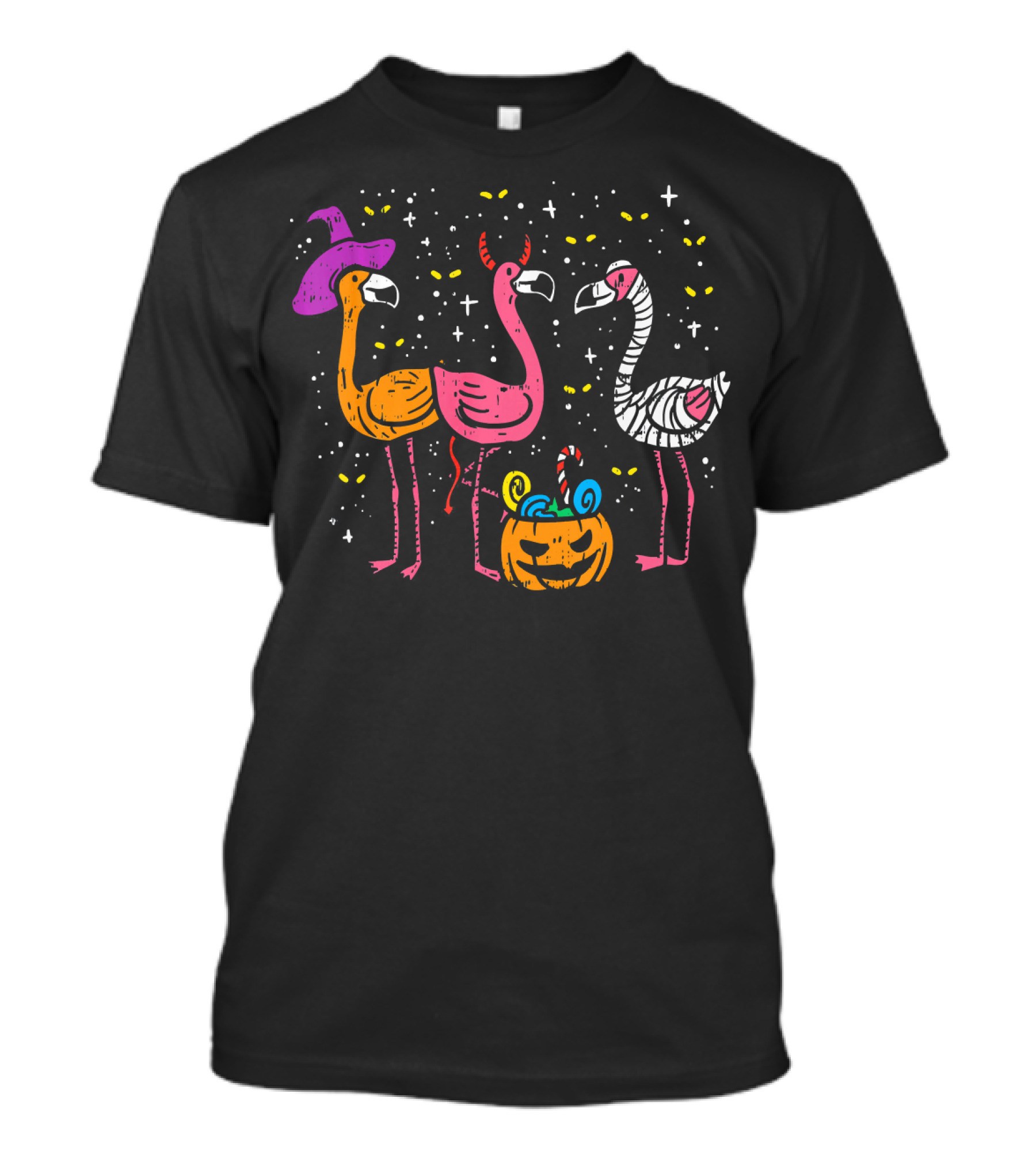 Scary Flamingos Witch Devil Mummy Halloween T-Shirt