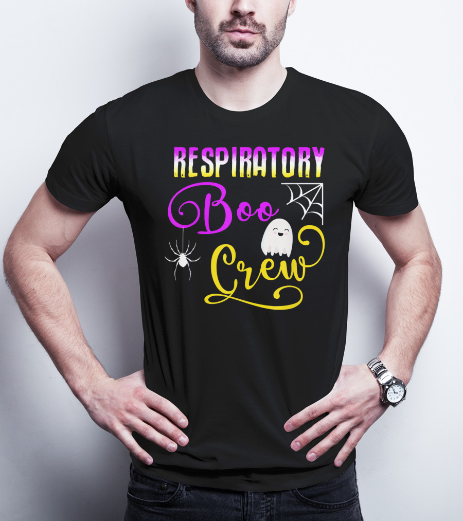 Respiratory Boo Crew Ghost And Spider Web T-Shirt