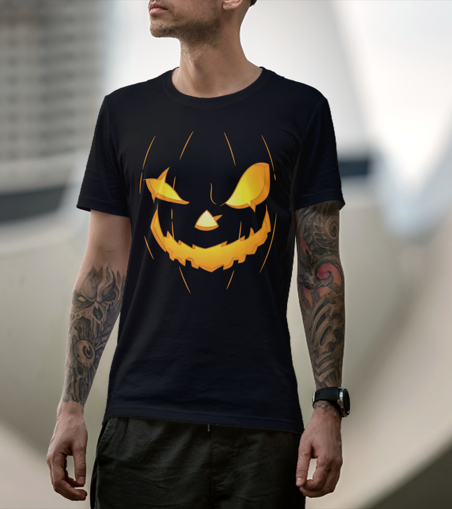 Halloween Pumpkin Jack O Lantern Face Glowing Scary Expression T-Shirt