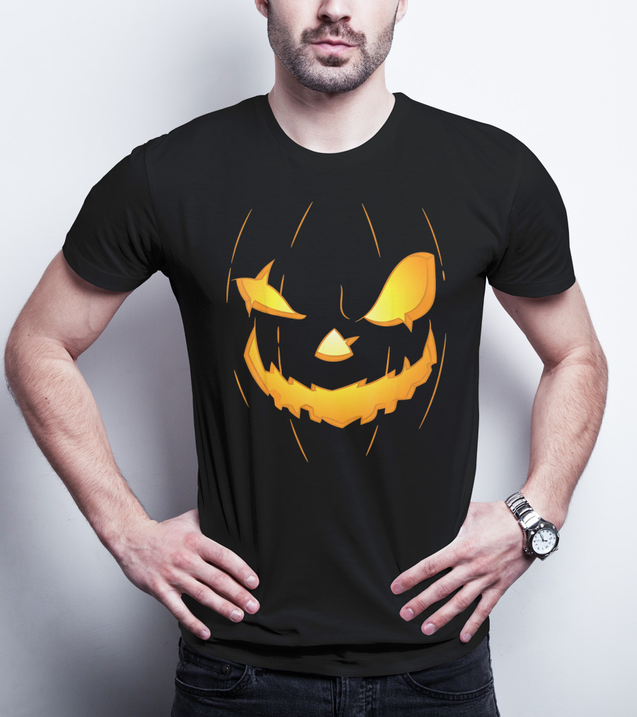 Halloween Pumpkin Jack O Lantern Face Glowing Scary Expression T-Shirt