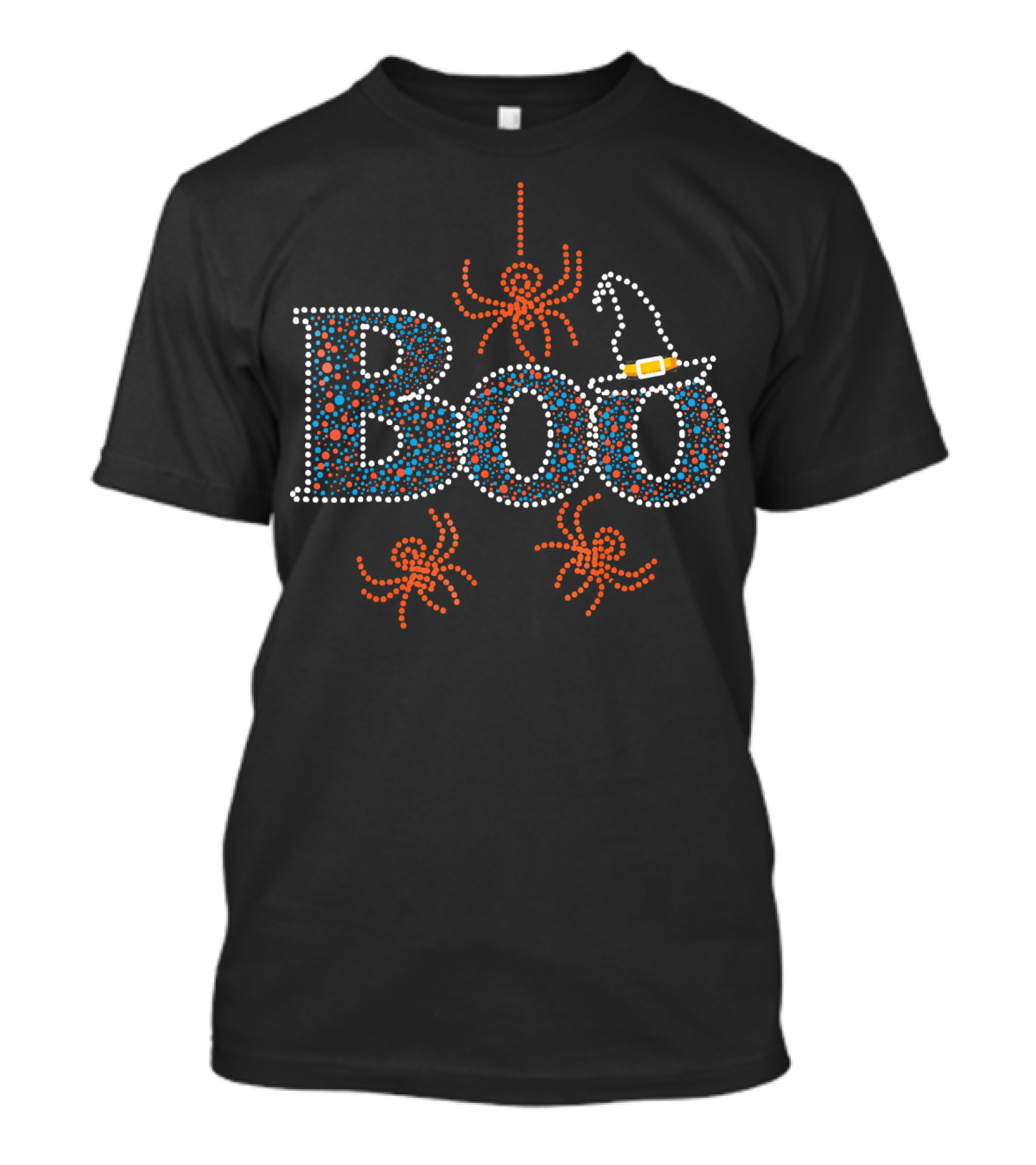 Boo Halloween With Spiders And Witch Hat T-Shirt