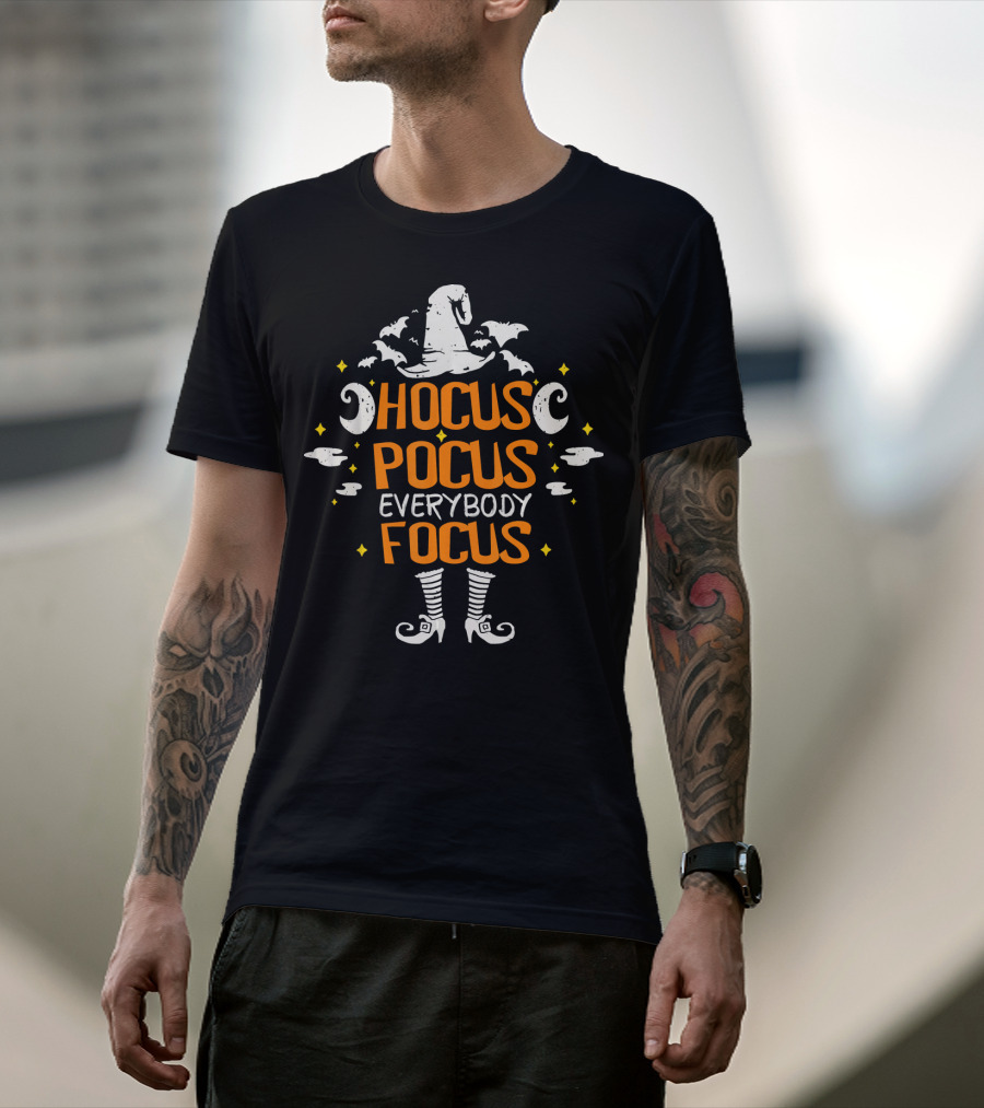 Hocus Pocus Everybody Focus Halloween Witch Hat And Boots T-Shirt