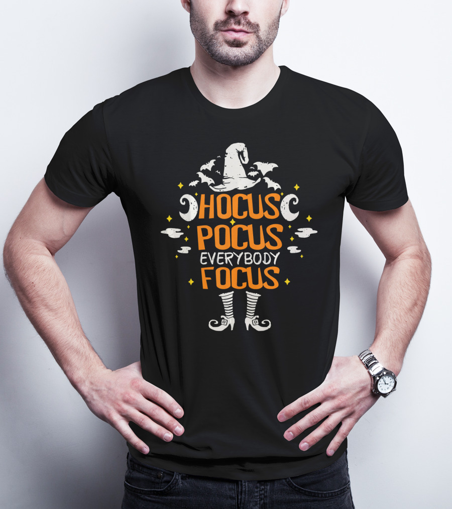 Hocus Pocus Everybody Focus Halloween Witch Hat And Boots T-Shirt